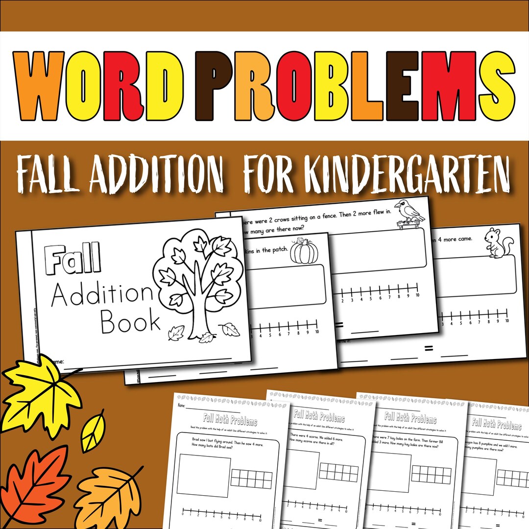 Fall Addition Word Problems Kindergarten | Addition to 10 ...