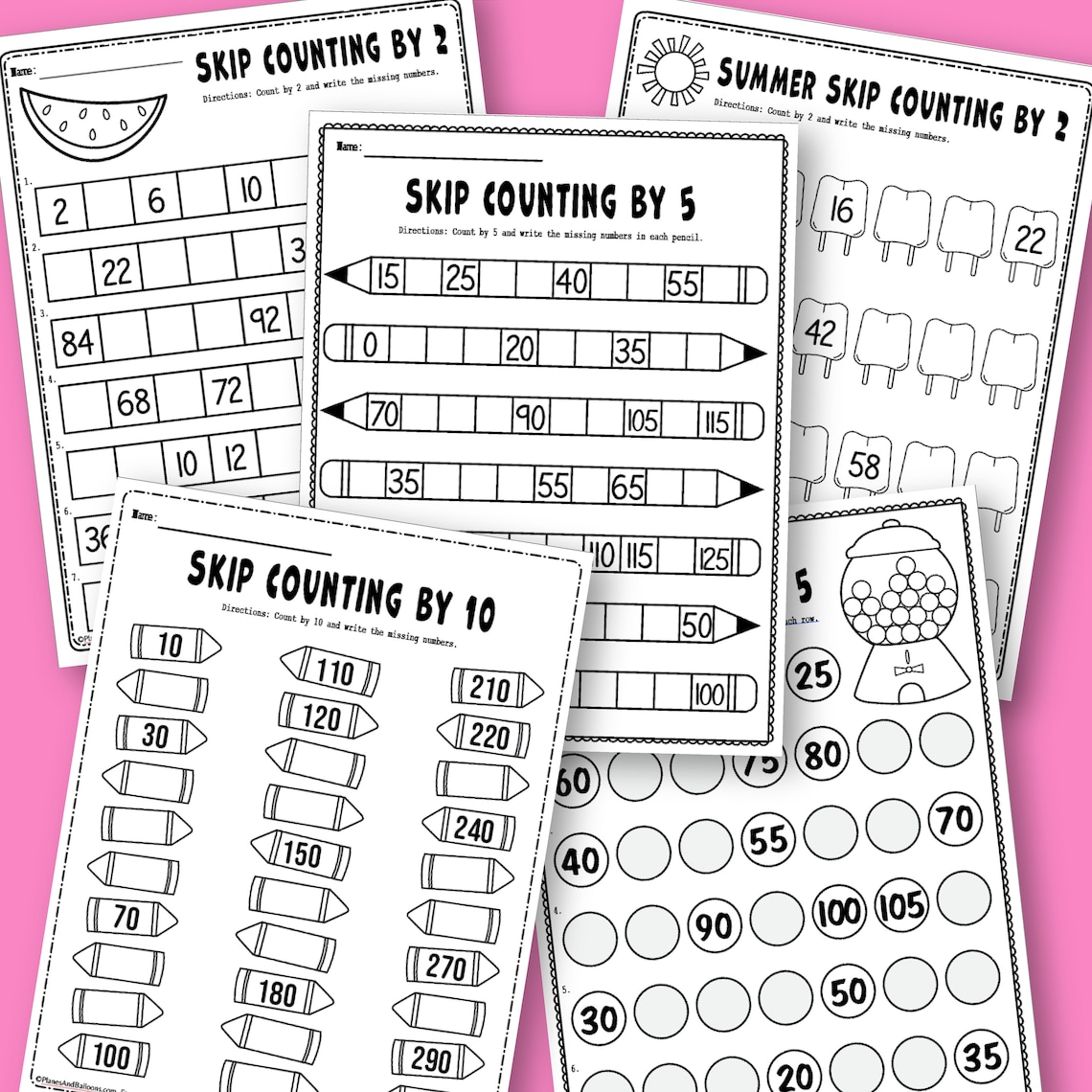 Skip Counting Worksheet Bundle PDF | First Grade Math Worksheet Packet ...