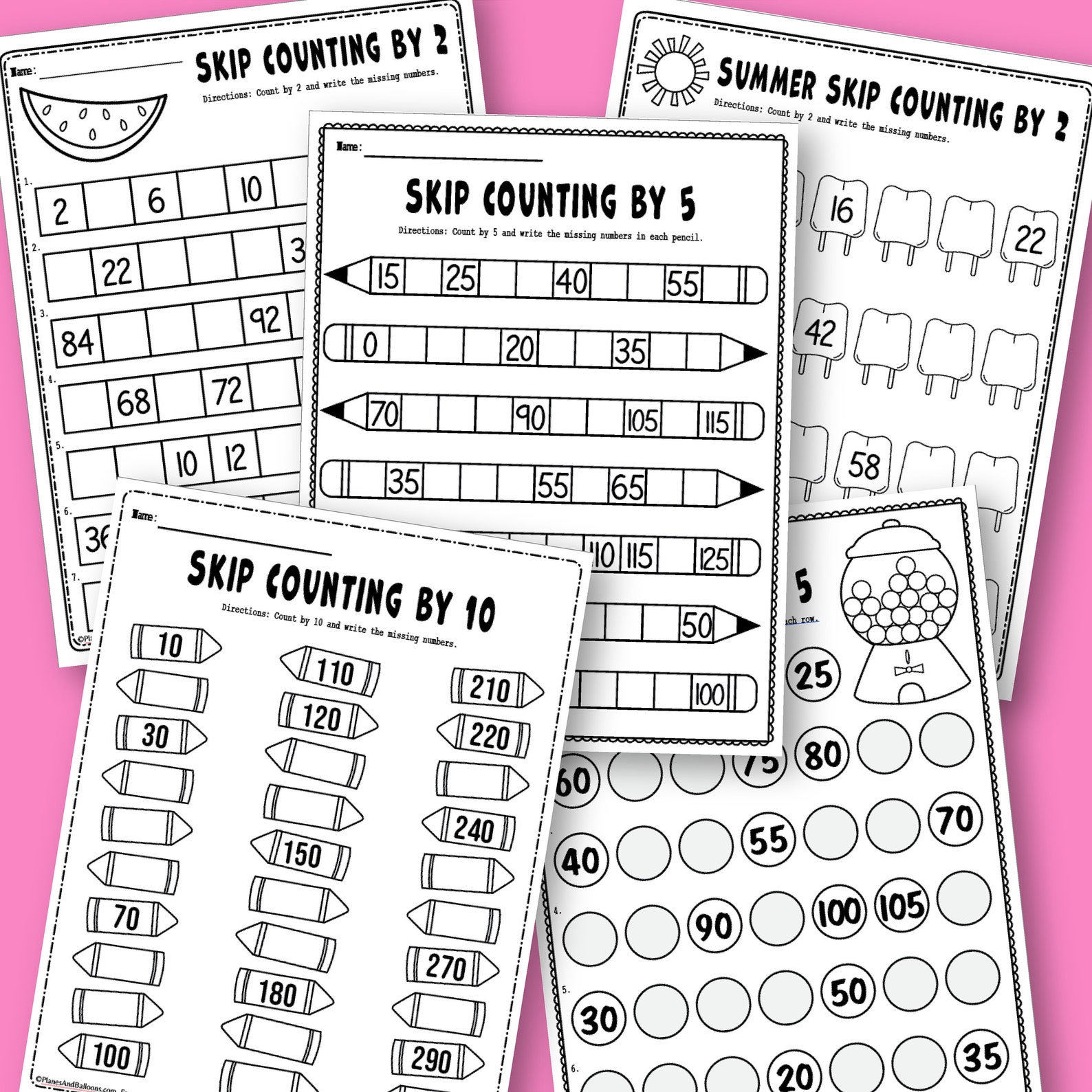 Skip Counting Worksheet Bundle PDF | First Grade Math Worksheet Packet ...