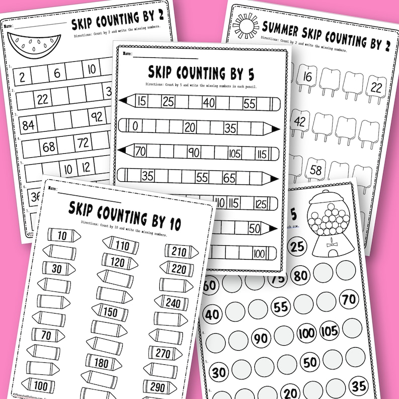 Skip Counting Worksheet Bundle PDF | First Grade Math Worksheet Packet ...