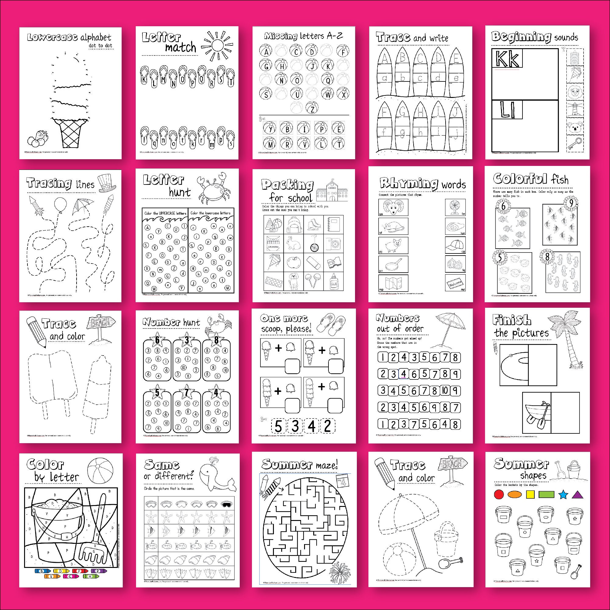 Preschool Summer Workbook | Pre-k Summer Review | Preschool Homeschool ...