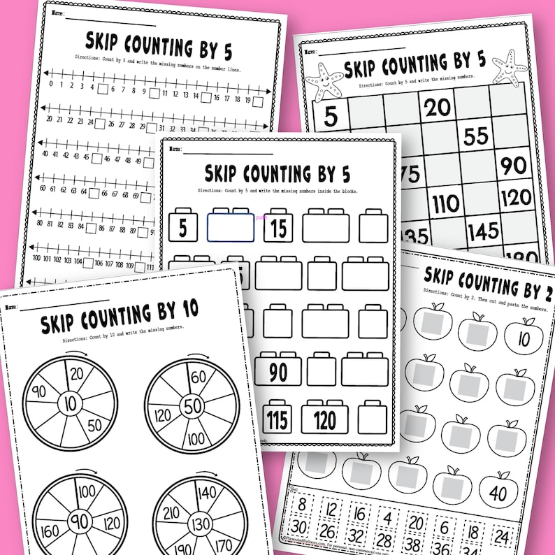 Skip Counting Worksheet Bundle PDF | First Grade Math Worksheet Packet ...