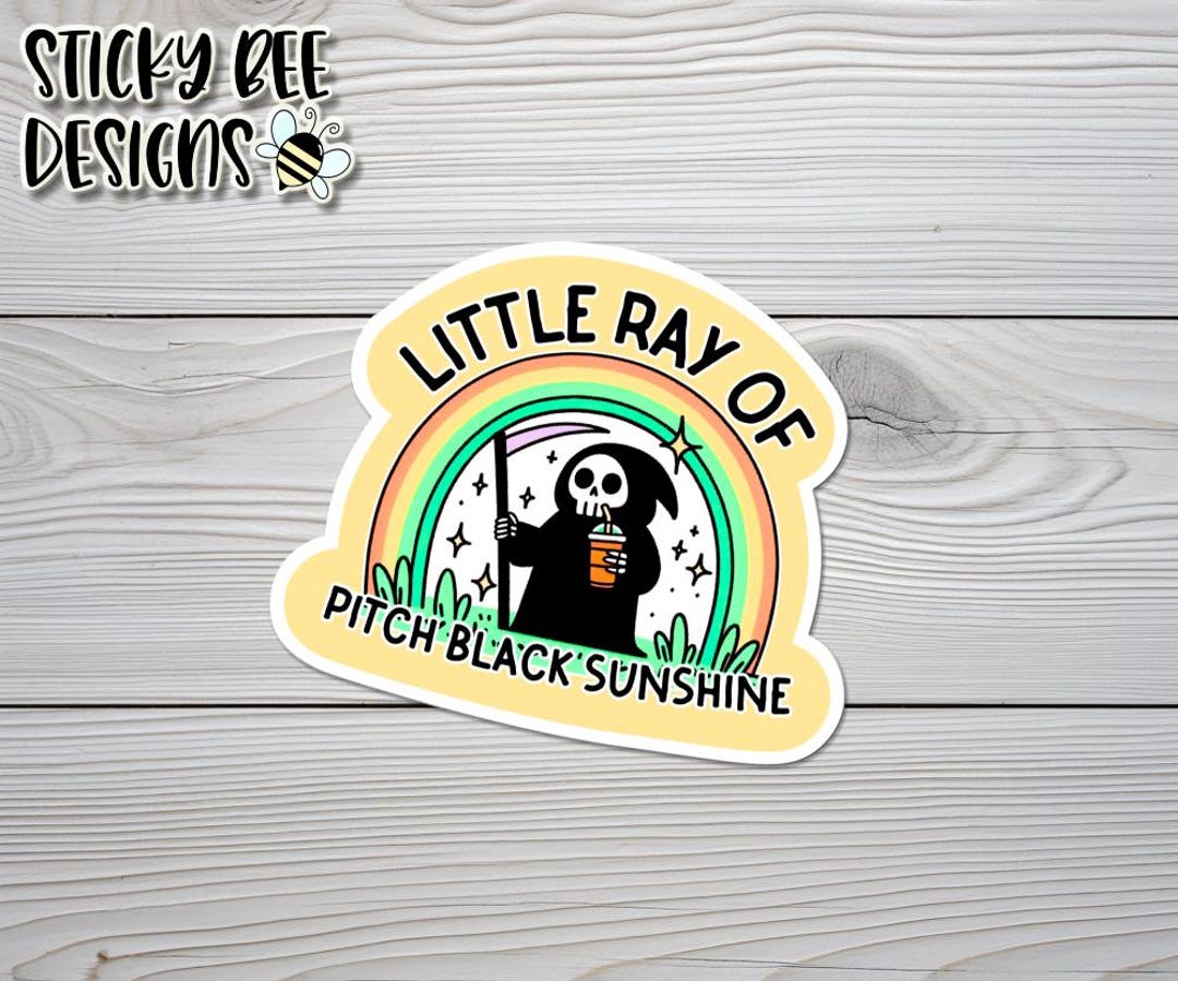 Ray of Pitch Black Sun Vinyl Sticker, Trendy Stickers, Water Bottle ...