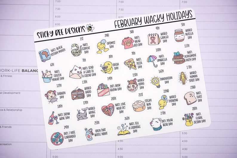 12 Month Bundle Wacky Holidays Planner Stickers, Stickers for Planning ...