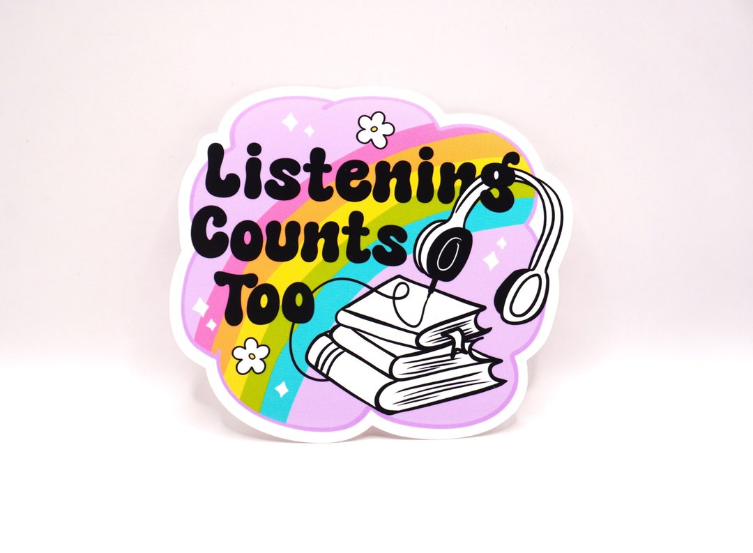Listening Counts Too Vinyl Sticker, Bookish Stickers, Die Cut Stickers ...