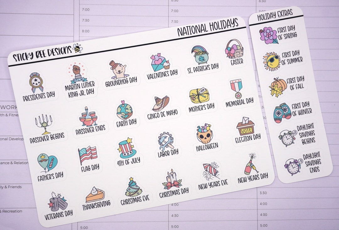 National Holidays Planner Stickers, Stickers for Planning, Monthly ...