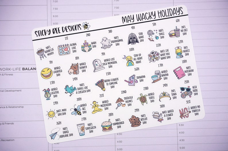 12 Month Bundle Wacky Holidays Planner Stickers, Stickers for Planning ...