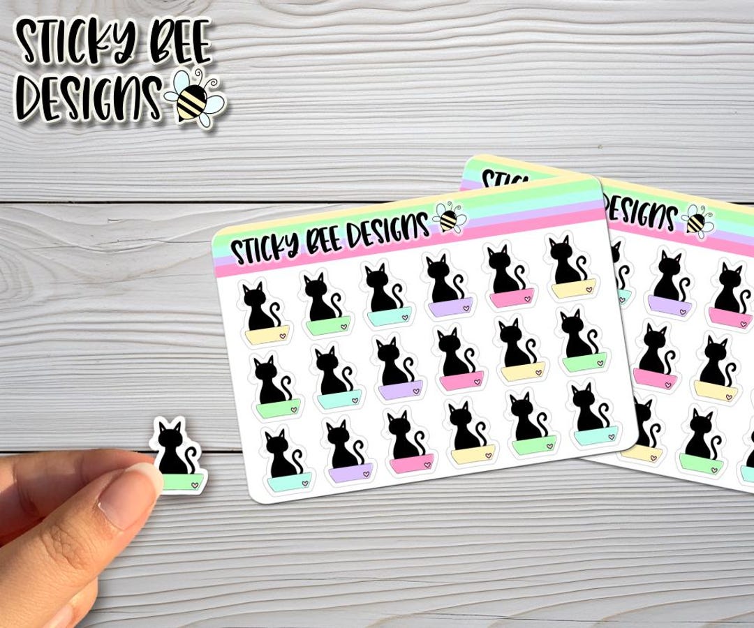 Mini Sheet, 18 Cat Litter Box Icon Planner Stickers, Stickers for ...