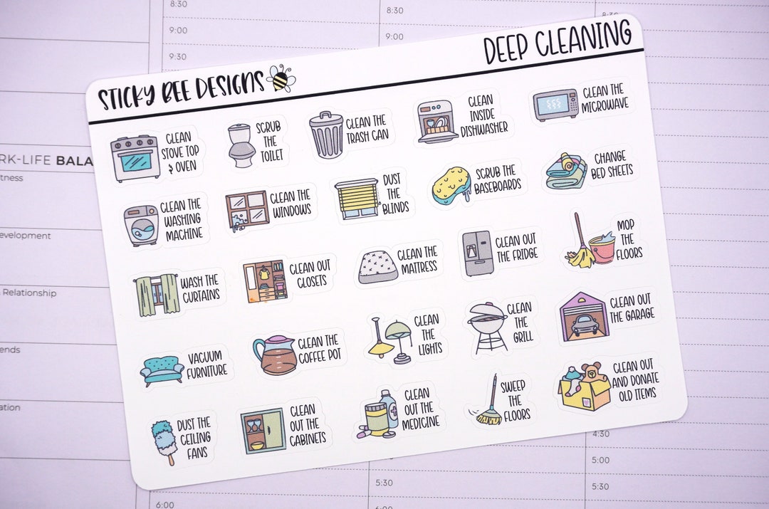 25 Deep Cleaning Icon Planner Stickers, Stickers for Planning, Doodle ...