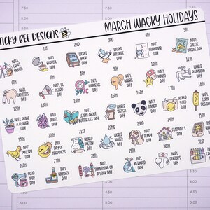 12 Month Bundle Wacky Holidays Planner Stickers, Stickers for Planning ...