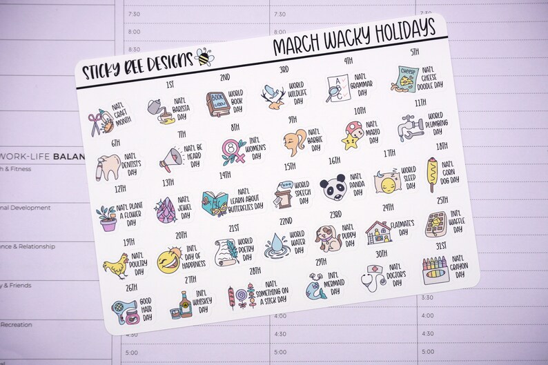 12 Month Bundle Wacky Holidays Planner Stickers, Stickers for Planning ...