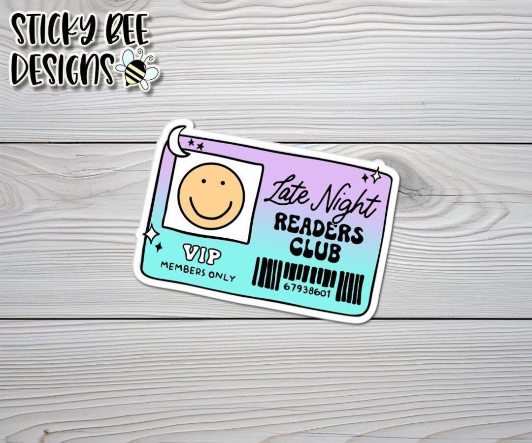 Late Night Readers Club Vinyl Sticker, Bookish Stickers, Die Cut ...