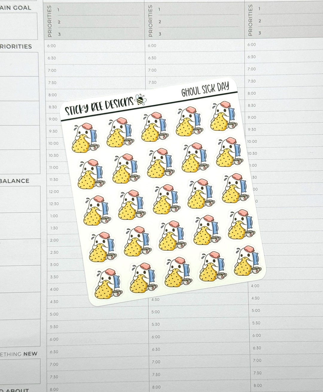 25 Sick Day Ghoul the Ghost Stickers, Stickers for Planning, Ghost ...