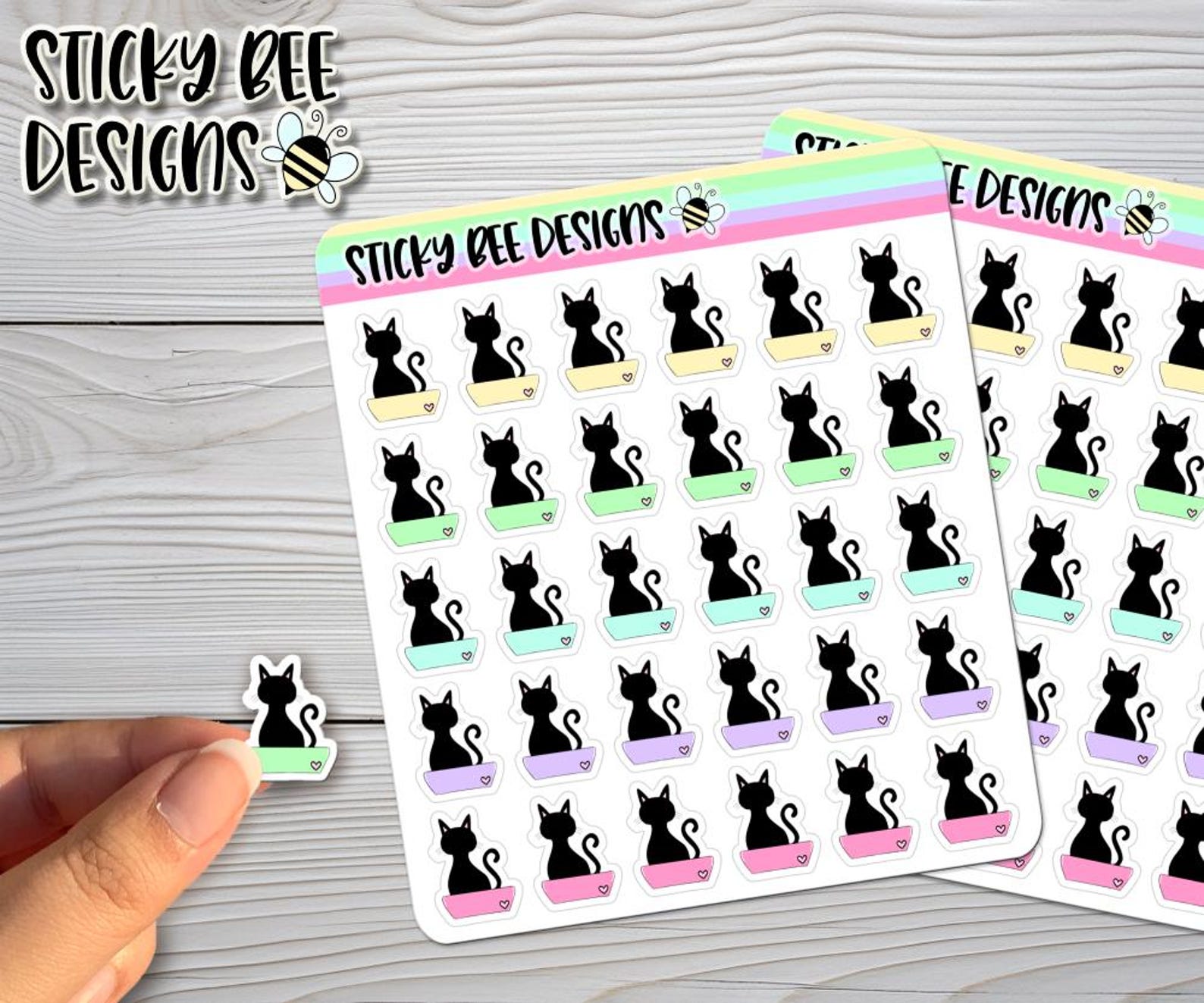 30 Cat Litter Box Icon Planner Stickers, Stickers for Planning, Rainbow ...