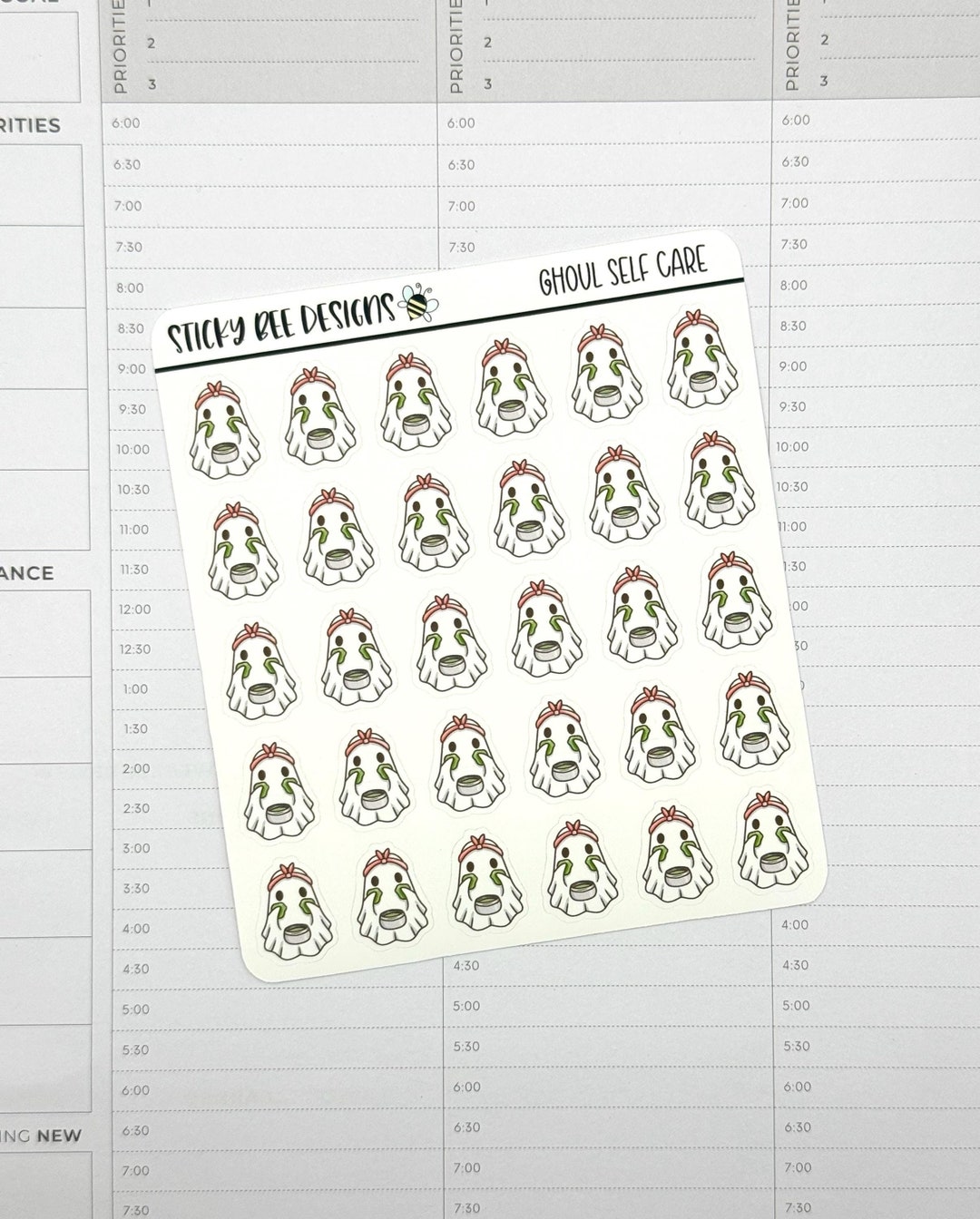 30 Self Care Ghoul the Ghost Stickers, Stickers for Planning, Ghost ...