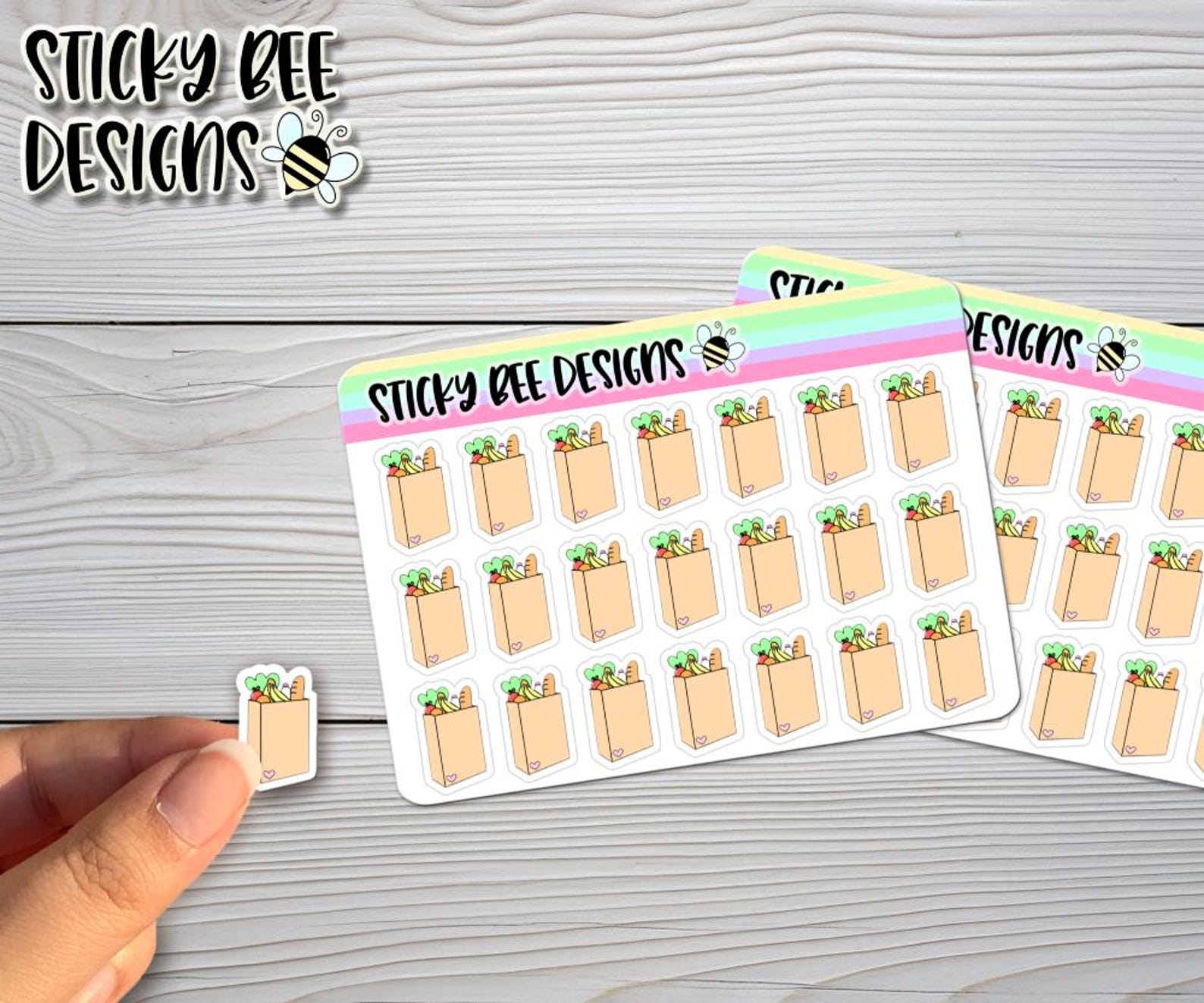 Mini Sheet, 21 Grocery Bag Icon Planner Stickers, Stickers for Planning ...