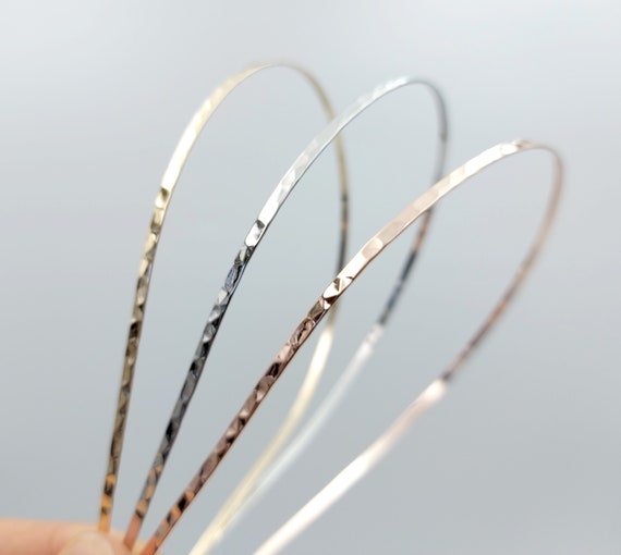Hammered Thin Metal Headband Minimalist Woman Headband - Etsy
