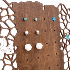 Earring Holder Handmade From Wood - Display for Studs Post Dangle ...