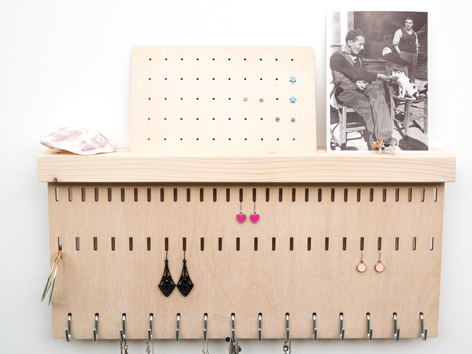 Wall Mounted Jewelry Holder with Hooks store and present | Etsy