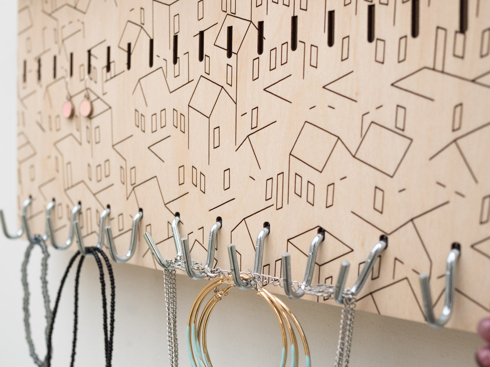 Wall Mounted Jewelry Organizer With Minimalistic Pattern - Etsy