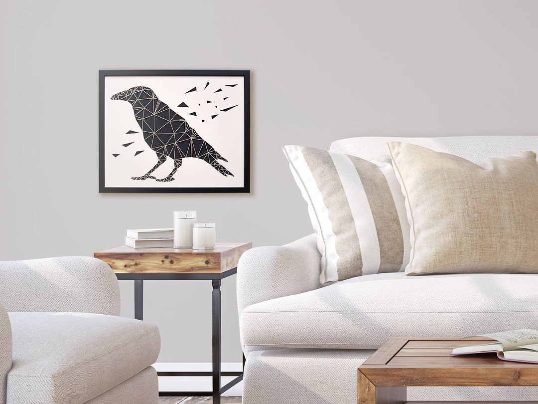 Raven Paper Art Geometric Wall Art Laser Cut From Paper - Etsy