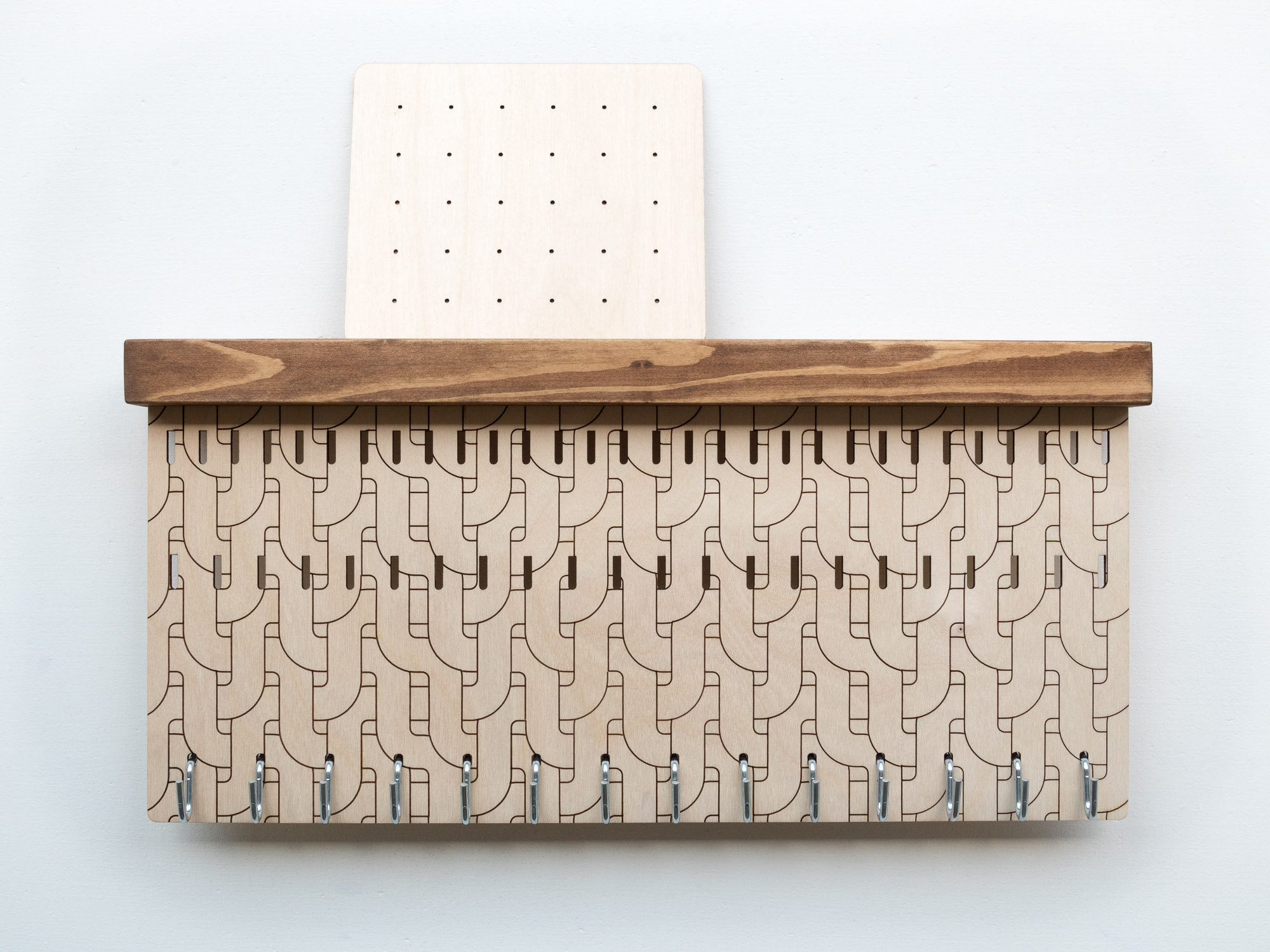 Wall Mounted Jewelry Organizer With Abstract Pattern – Wooden Storage ...