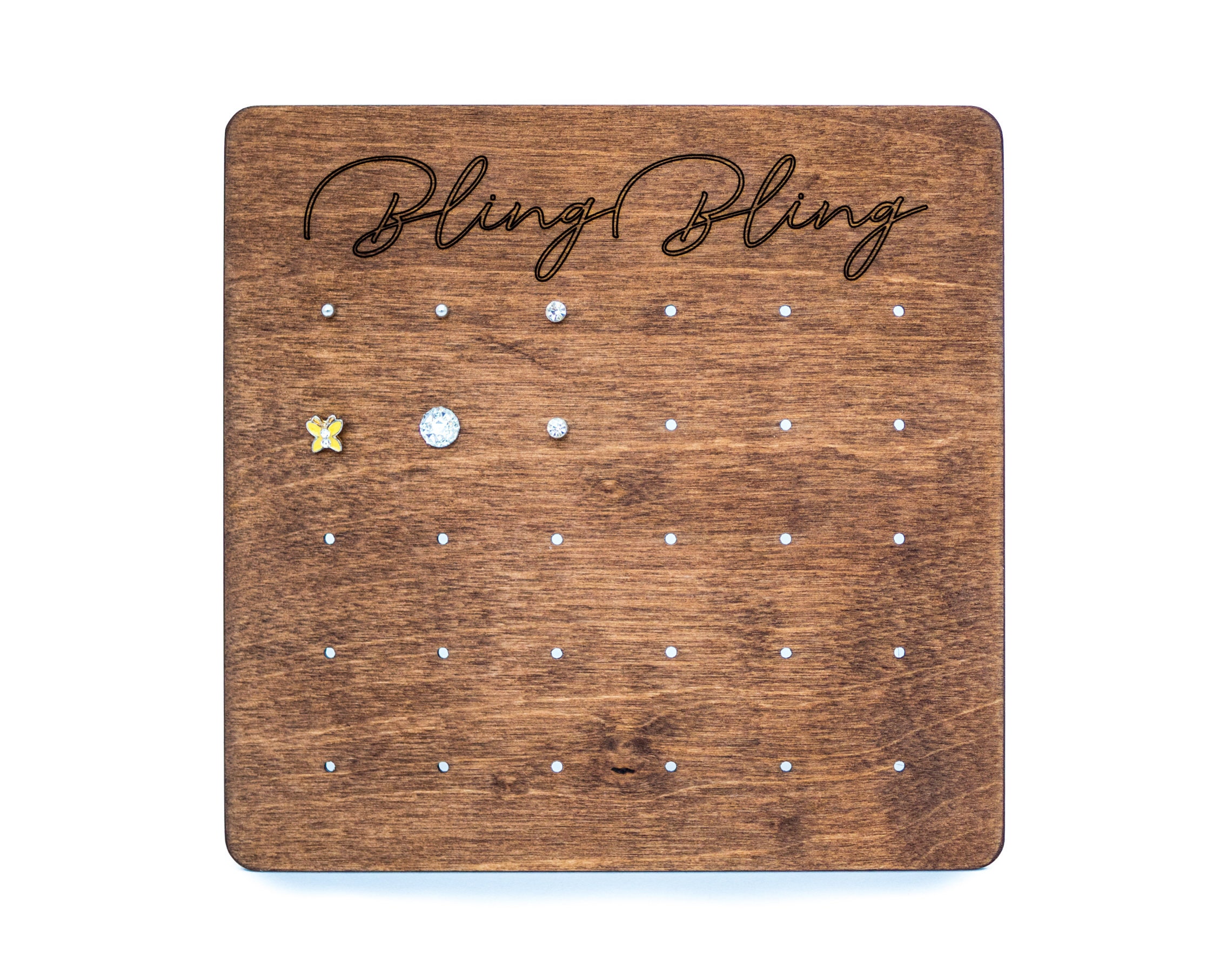 Personalized Stud Earring Organizer - Wooden Stud + Post Earring ...