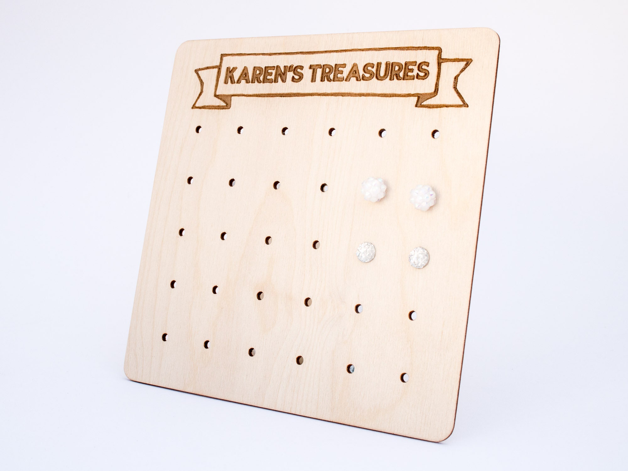 Personalized Stud Earring Organizer - Wooden Stud + Post Earring ...