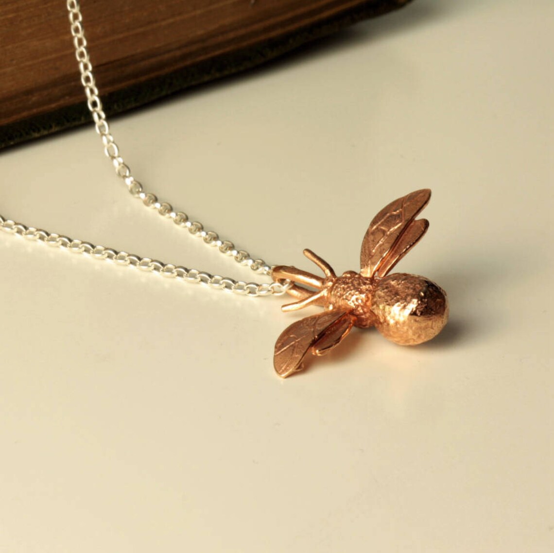 Bumblebee Sterling Silver Necklace Rose Gold Bee Jewellery - Etsy UK