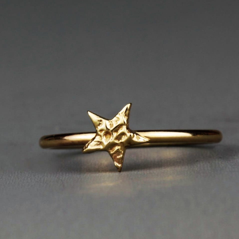 Dainty star ring gold star stacking ring 9ct gold star ring | Etsy