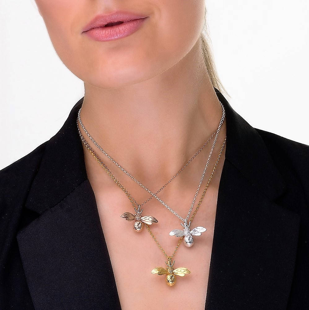 Bumblebee Sterling Silver Necklace Rose Gold Bee Jewellery - Etsy UK