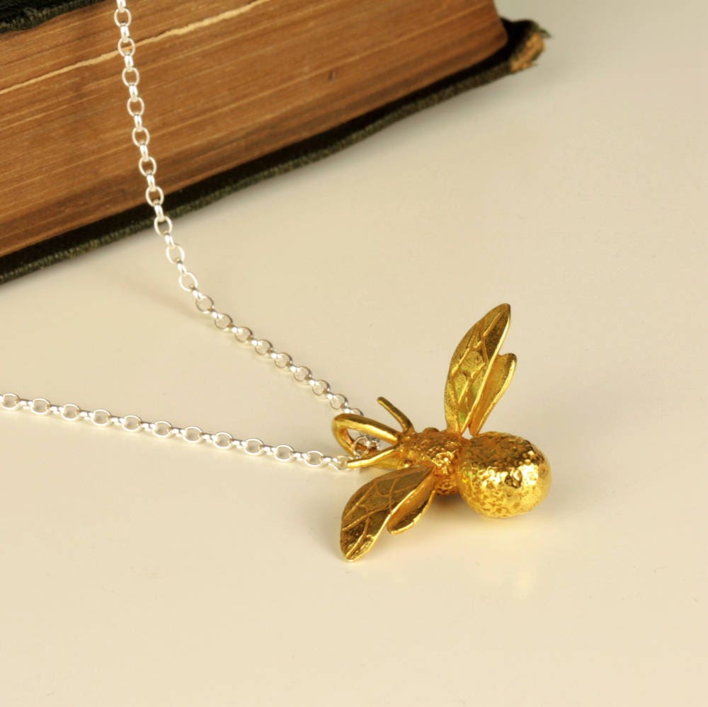 Bumblebee Sterling Silver Necklace Rose Gold Bee Jewellery - Etsy UK