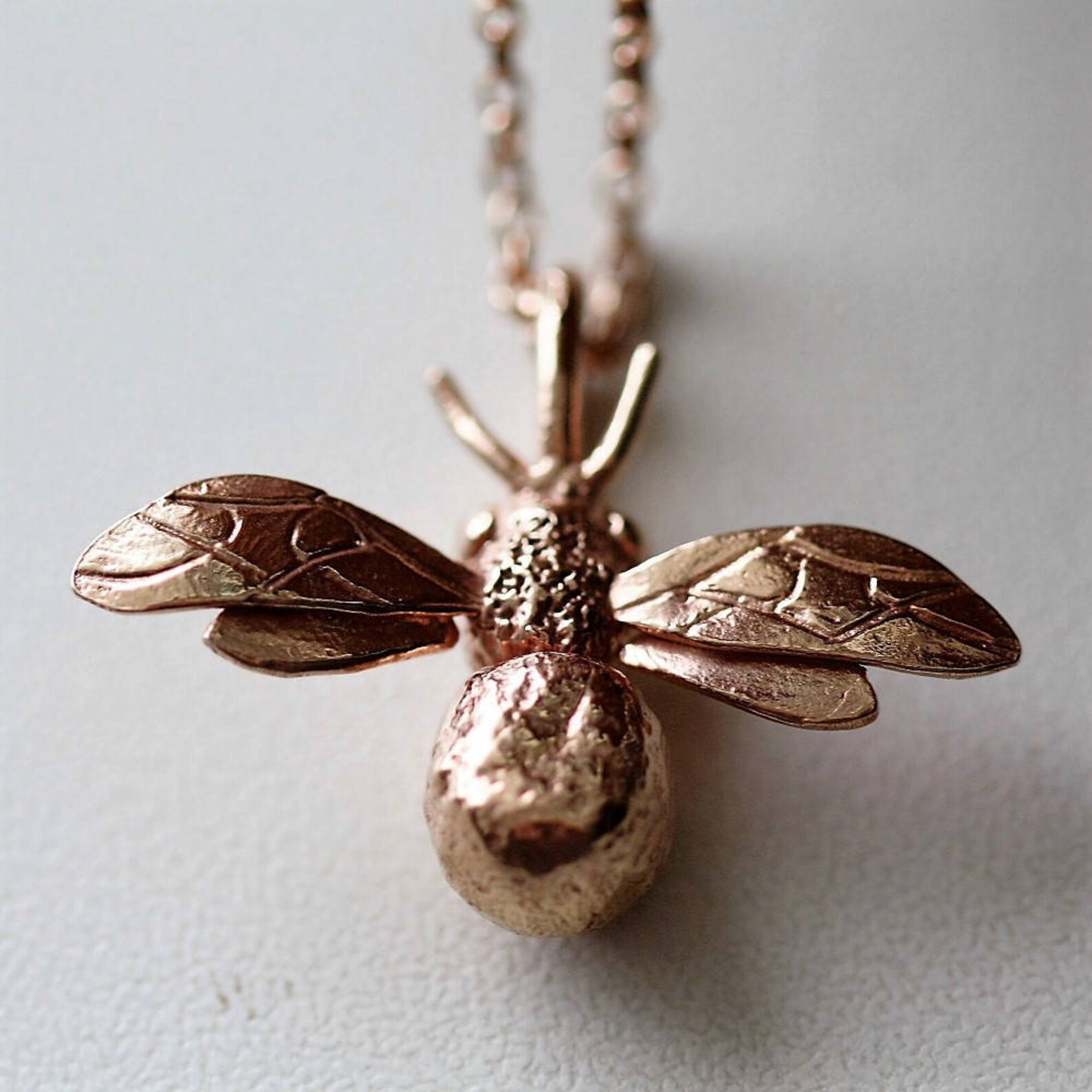 Bumblebee Sterling Silver Necklace Rose Gold Bee Jewellery - Etsy UK