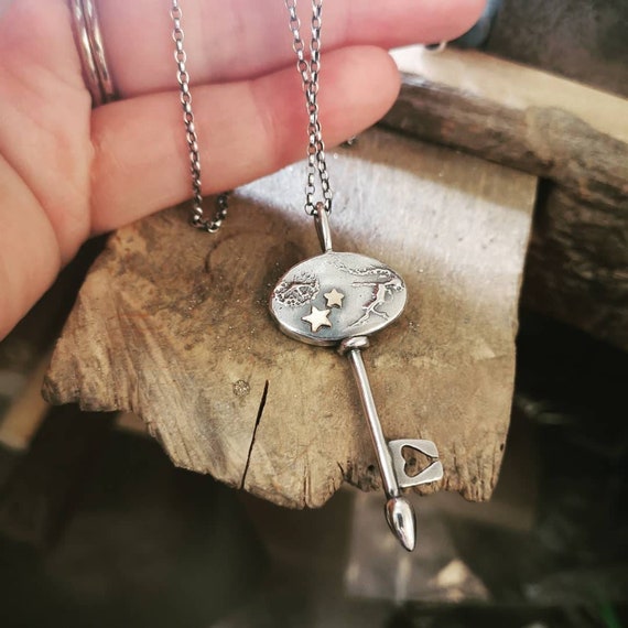 Handmade Fairy Key Necklace Whimsical Faerie Key Gold Star Key Necklace Enchanted Fairy Necklace Silver and Gold Fairy Necklace Etsy