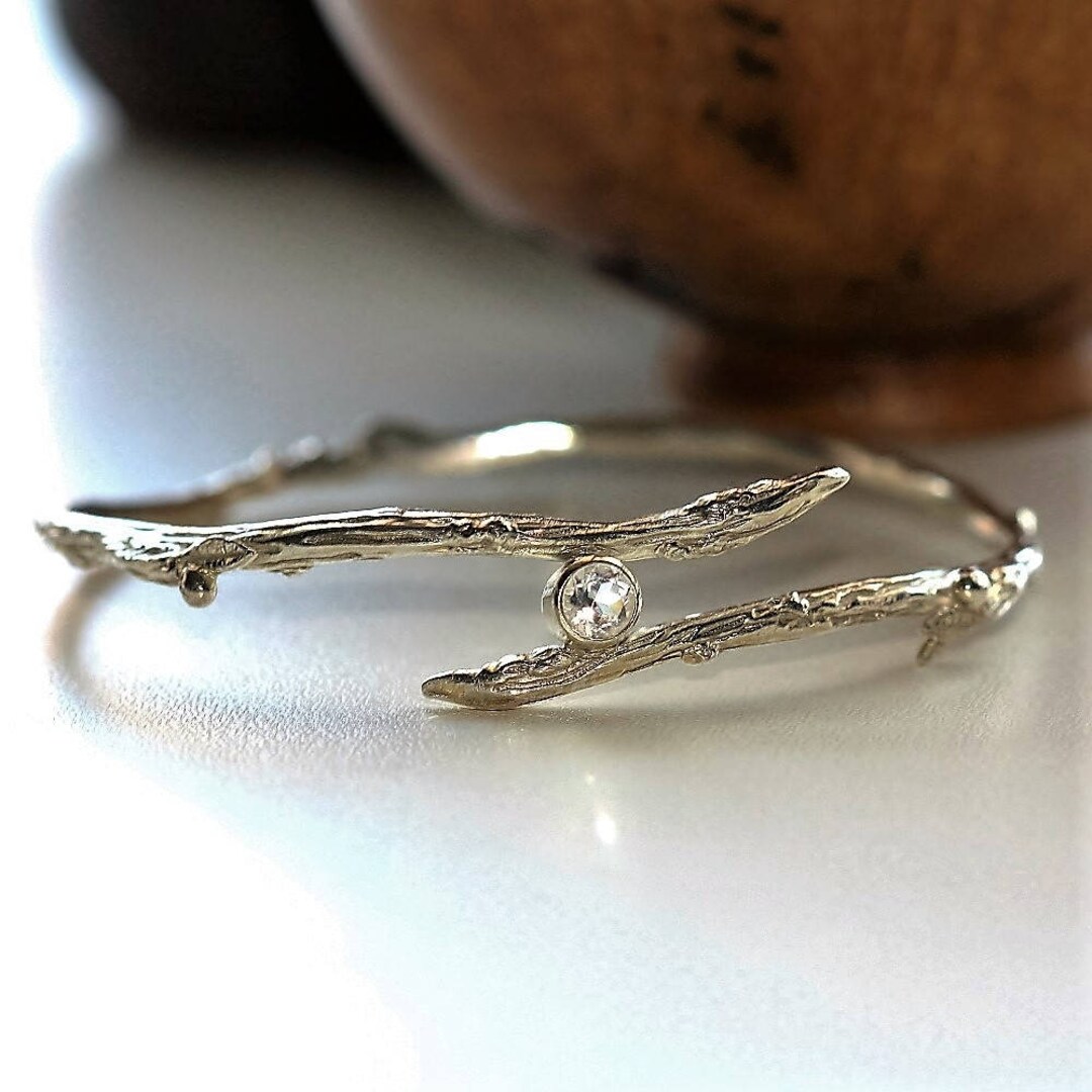 Silver Twig Bangle, Handmade Sterling Silver Twig Branch Bangle ...