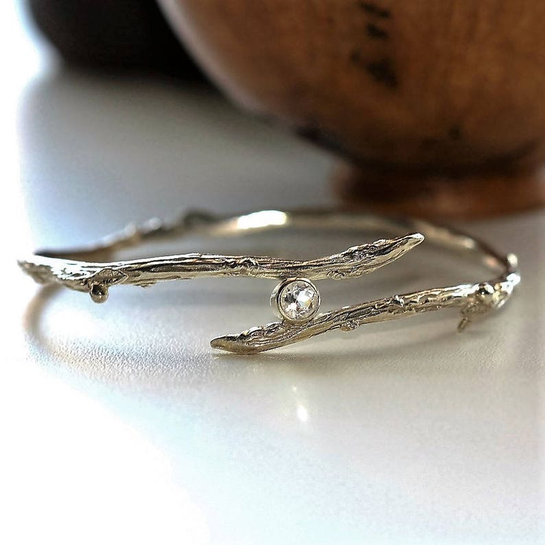 Silver Twig Bangle Handmade Sterling Silver Twig Branch - Etsy