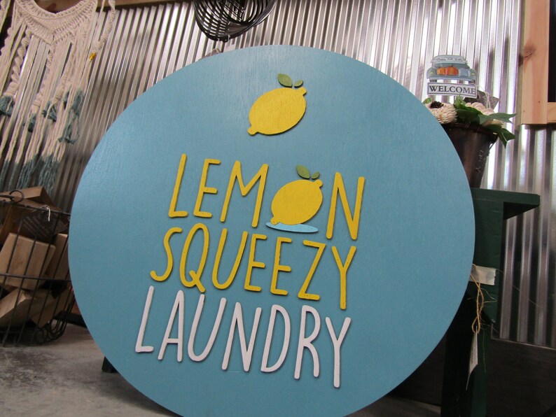 Lemon Sign Laundry Lemonade Squeezy Blue Yellow Custom Commerical ...