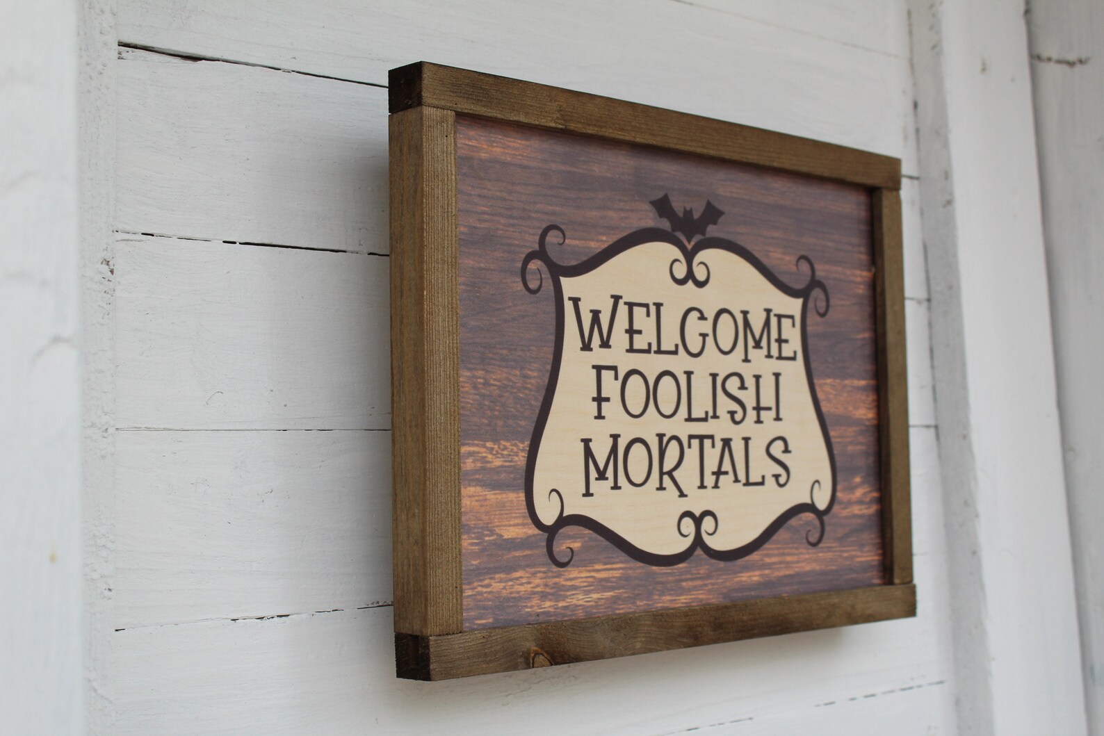 Welcome Foolish Mortals Halloween Witch Barn Wood Sign Rustic - Etsy