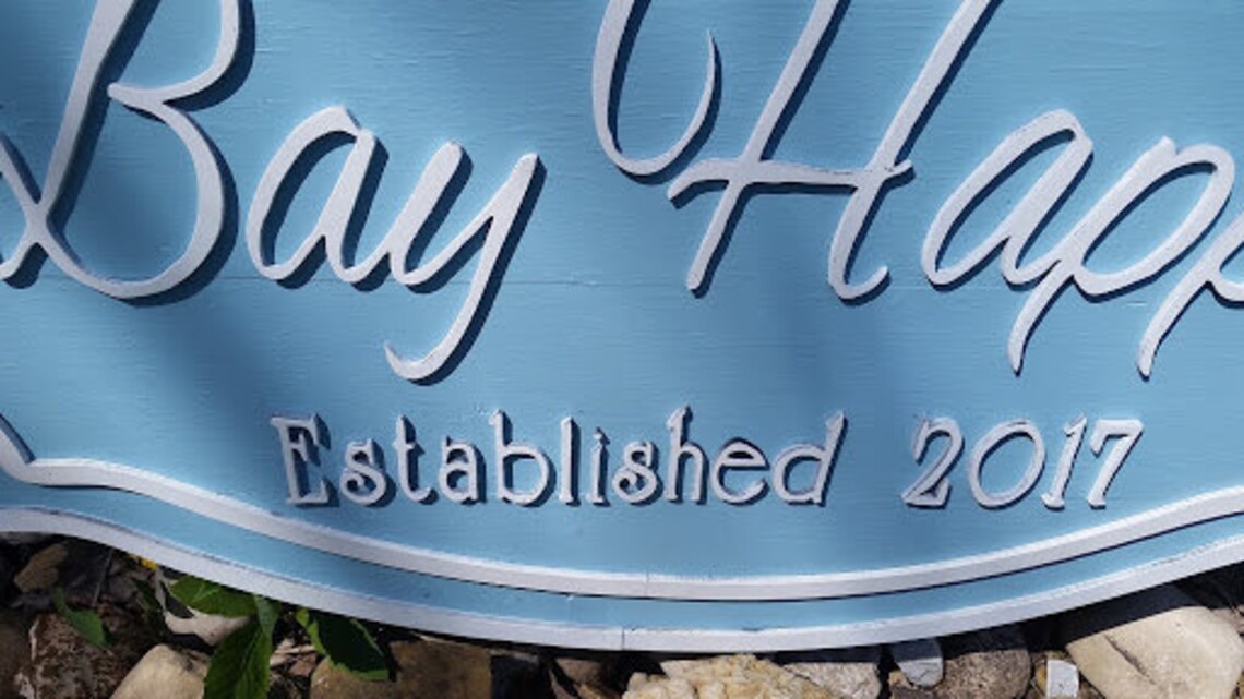 Large beach house sign Bay ocean sea starfish Established | Etsy