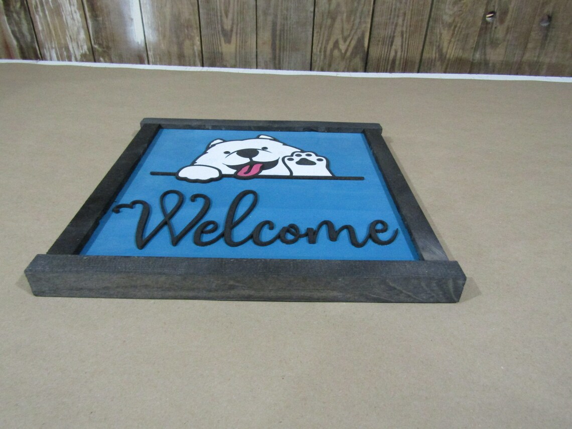 American Eskimo Welcome Sign Samoyed Dog Raised 3D Wood Black - Etsy