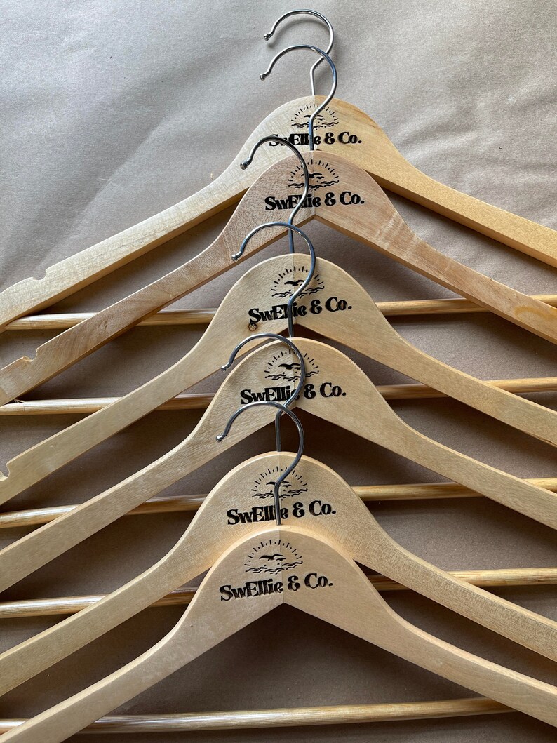 Custom Clothes Hanger Engraved Hard Wood Use Your Logo Customization ...