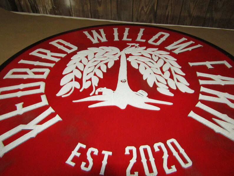 Large Round Custom Sign Commerical Signage Tree Farm Willow Tree ...