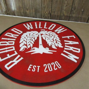 Large Round Custom Sign Commerical Signage Tree Farm Willow Tree ...
