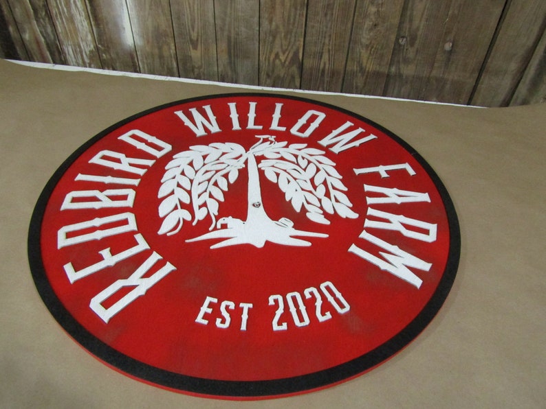 Large Round Custom Sign Commerical Signage Tree Farm Willow | Etsy