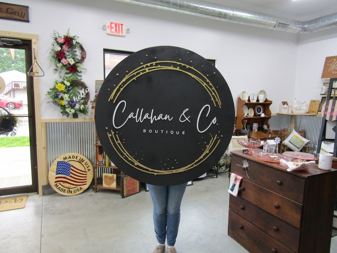 Boutique Custom Sign Gold Bubbles and Co. Round Business - Etsy