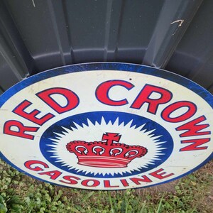 Red Crown Oil Gas Station Reproduction Classic Man Cave Garage Sign for ...