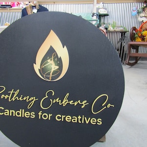 Custom Sign Candle Shop and Co Signage Creatives Soothing Flame Black ...