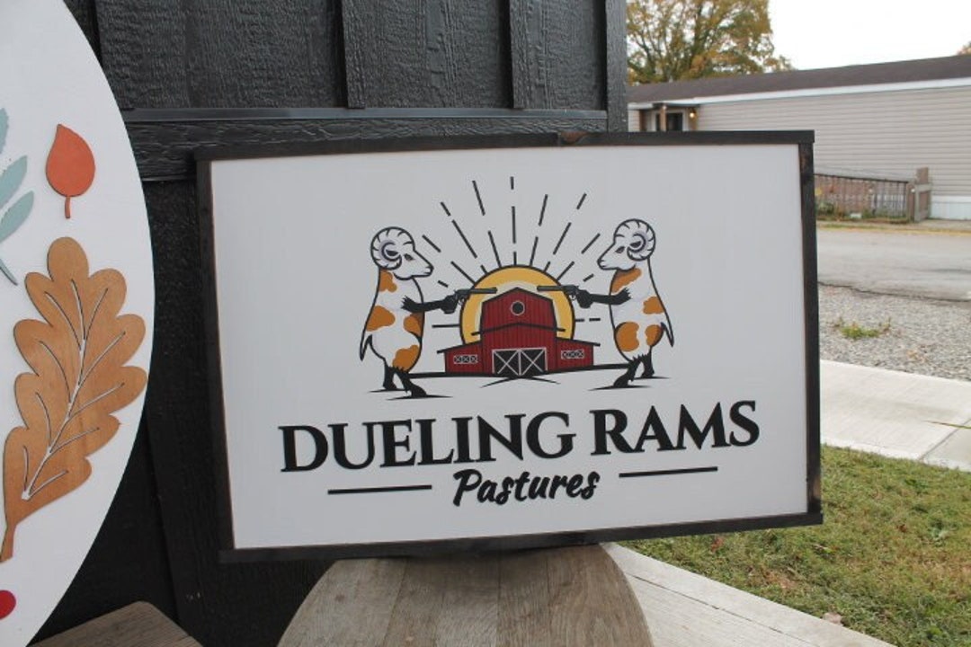 Ram Barn Dueling Livestock Logo Image Printed 3D Detail Color Custom ...