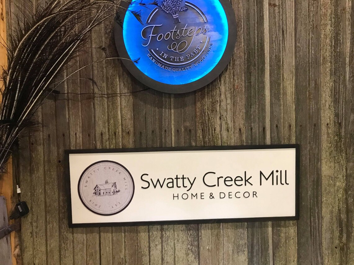 Custom Wood Sign Mill Printed Image Raised Letters Business - Etsy