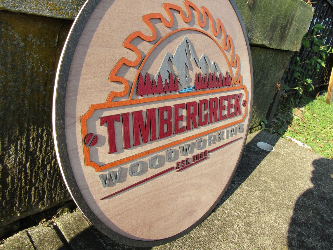 3D Woodworking Logo Sign – Timbercreek Custom Shop Sign – Raised ...